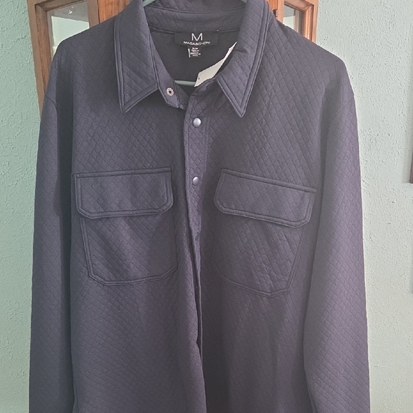 Magaschoni | Jackets & Coats | Magaschoni Dark Blue Quilted Shirt ...
